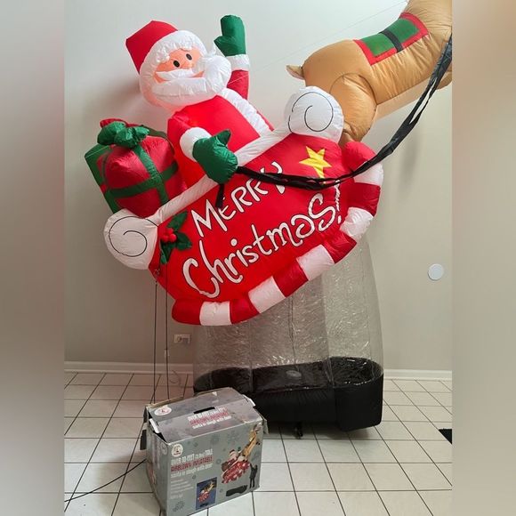Gemmy | Holiday | Vintage Airblown Flying Santa Reindeer Christmas ...